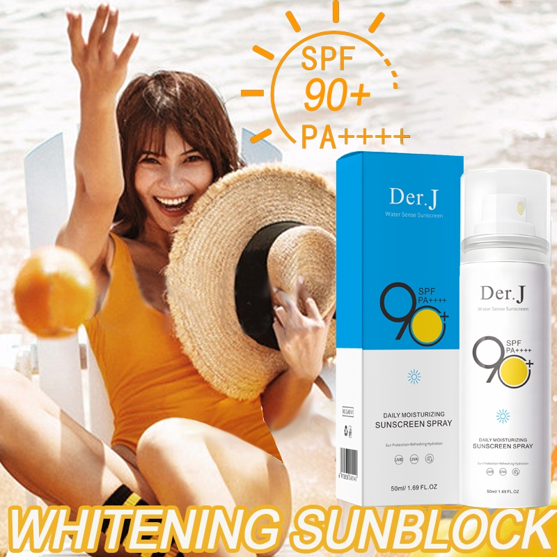 Der.J Sunscreen Spray Spf 90 Pa++++ All Day Light Sunblock Mist Face and Body SkinCare 50ml ...
