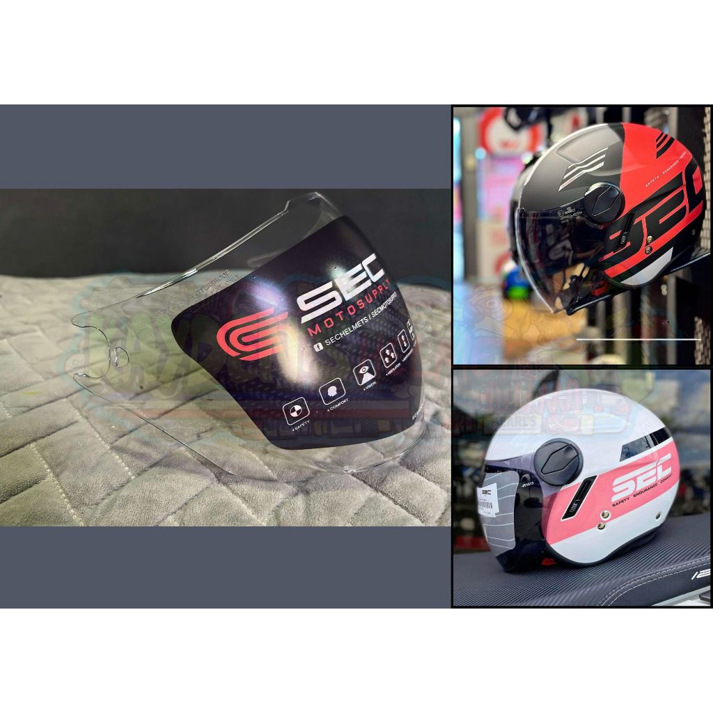 Original clear lens Sec Moon half face helmet(lens only) | Shopee ...
