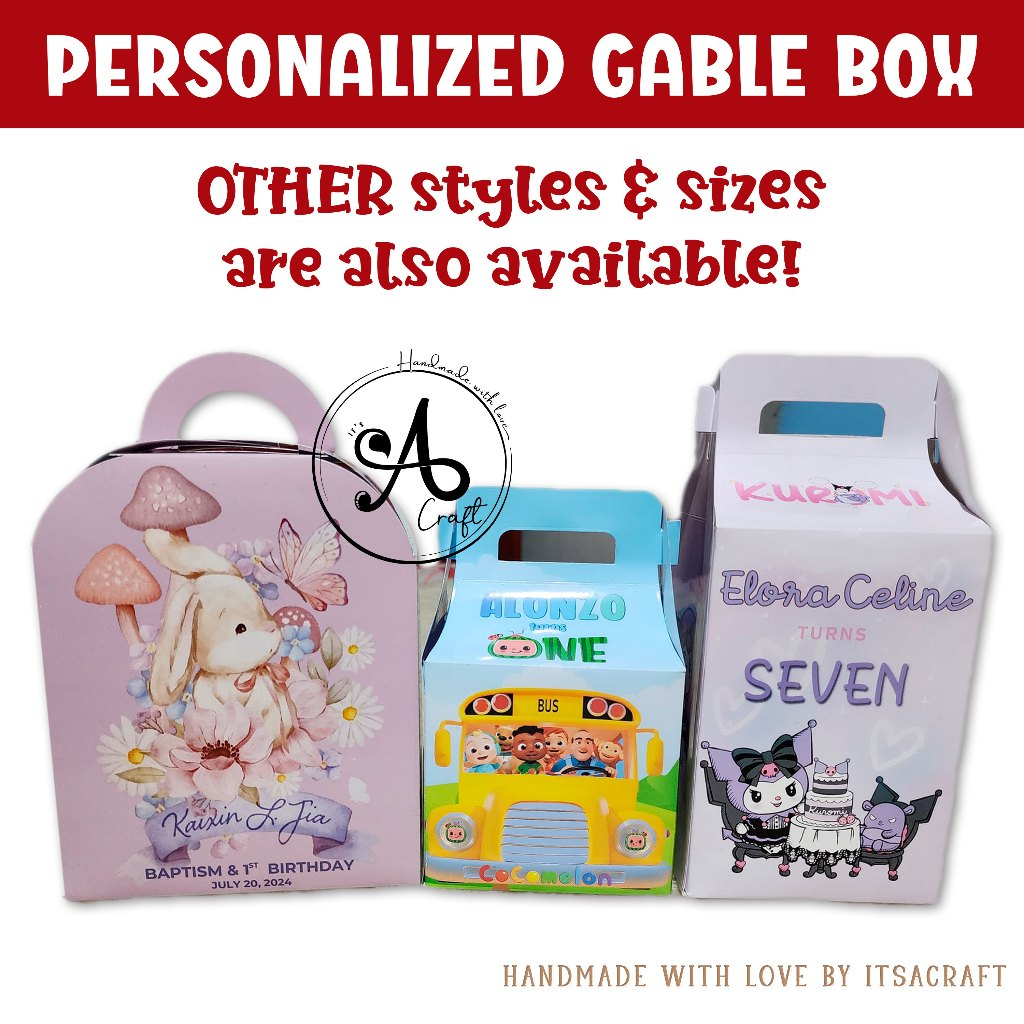 Personalized Gable Box / Loot Box / Party Bag / Customized Gift Box ...