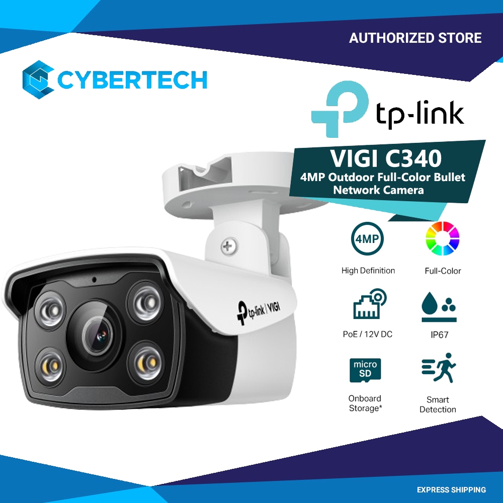 Tp-Link VIGI C340 VIGI 4MP Outdoor Full-Color Bullet Network Camera ...