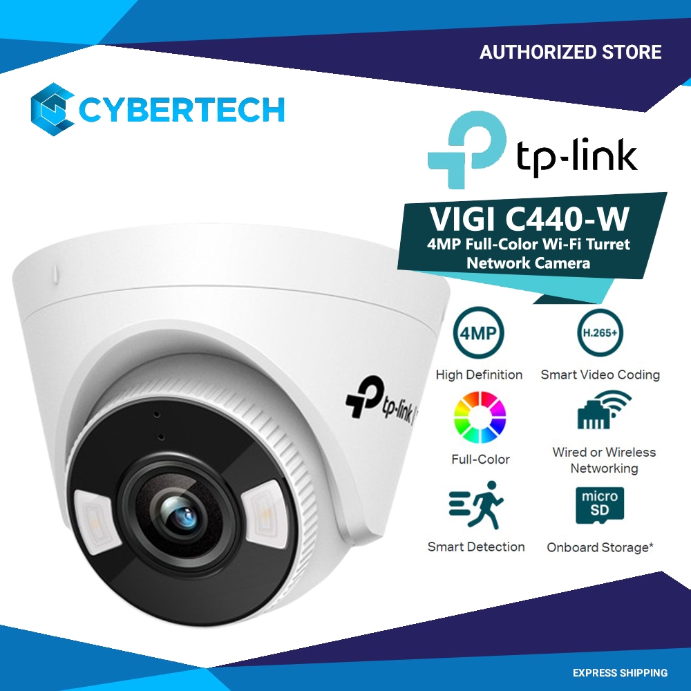 Tp-Link VIGI C440-W (4mm) VIGI 4MP Full-Colour Wi-Fi Turret Network Camera | Shopee Philippines