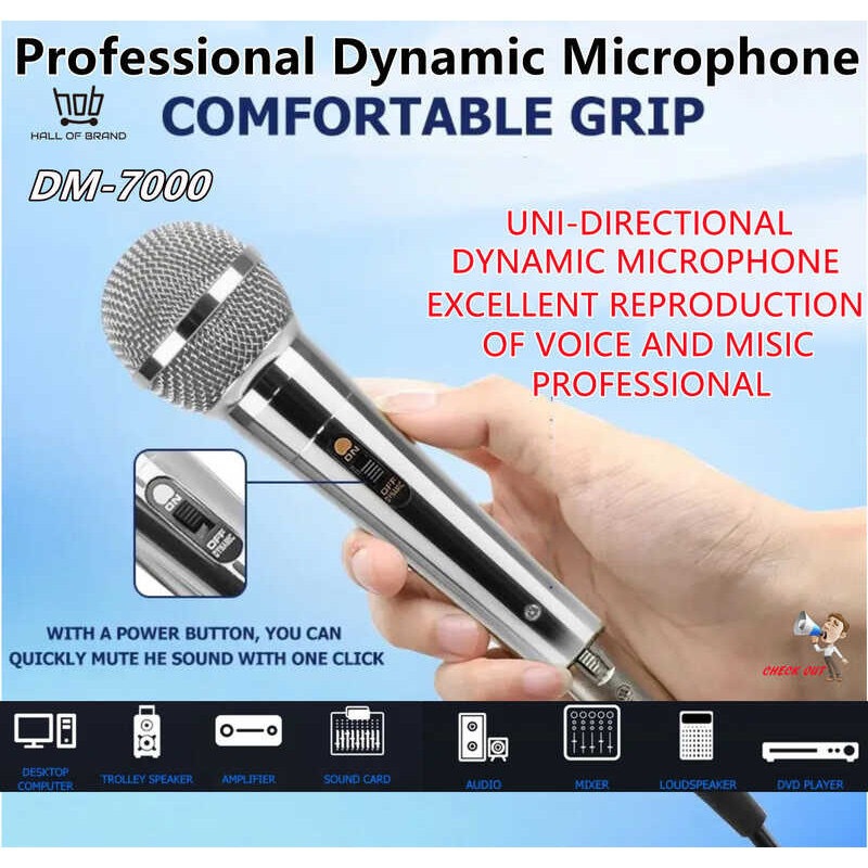 DM7000 DM8000 KS5000 HYPE CAPDIOD PROFESSIONAL DINAMIC KARAOKE WIRE MICROPHONE WITH 5M CABLE ...