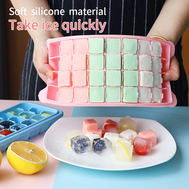 36 Grid Large Silicone Ice Cube Trays With Lid Ice Jelly Maker Molds ...