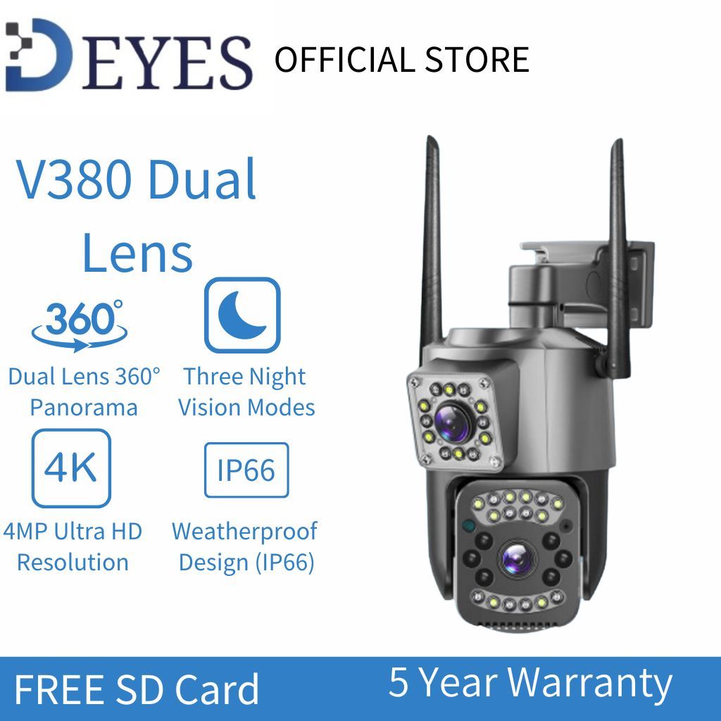 Deyes CCTV V380 Pro 4MP Ultra HD Wireless Outdoor Dual Lens Security ...