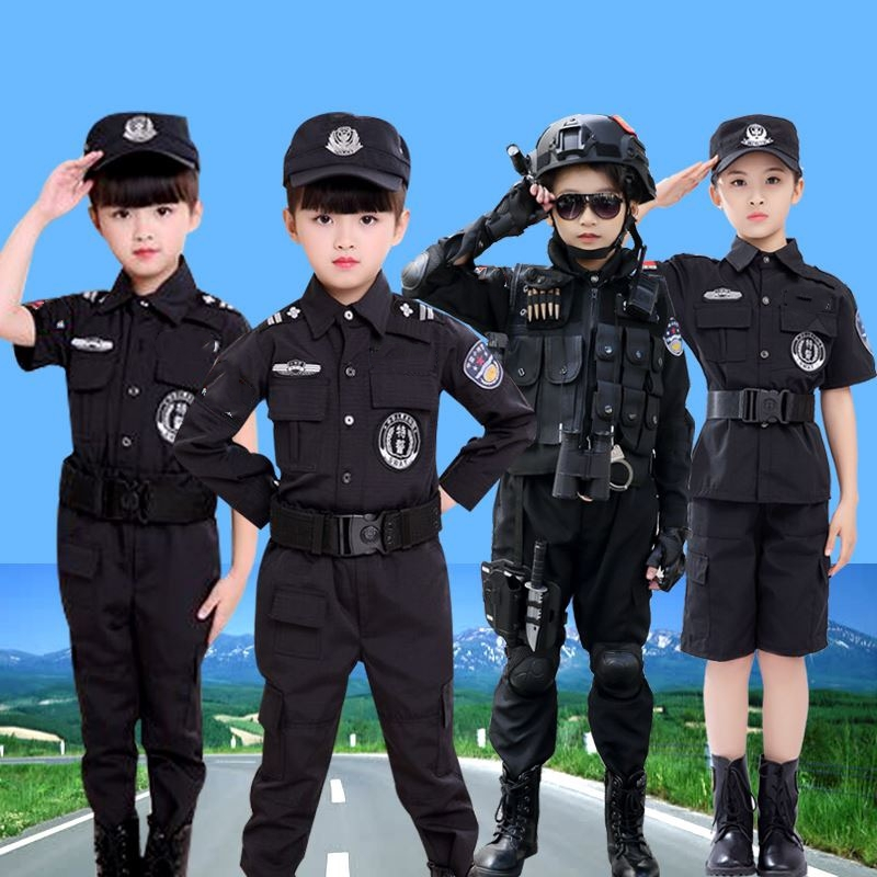 Kids Police Costume Cosplay Costume Performance Uniform Halloween ...
