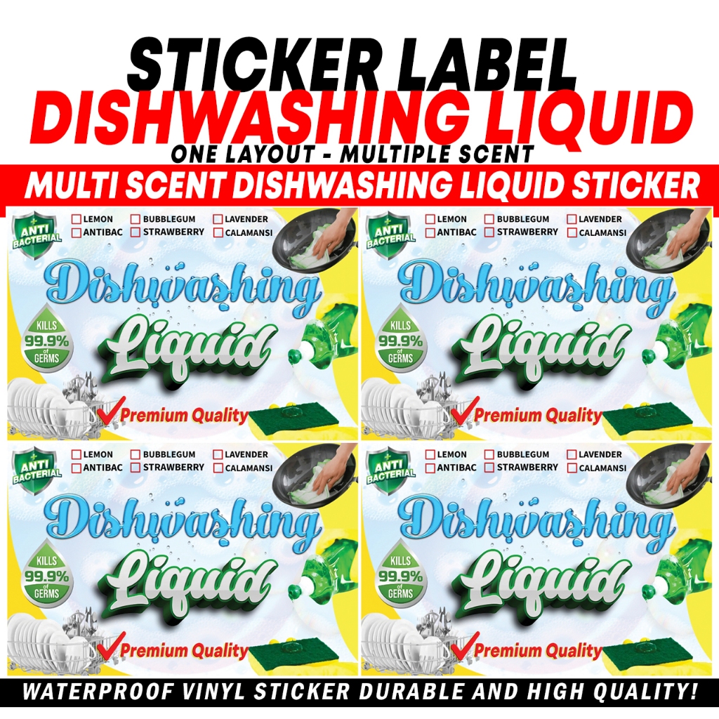 MULTISCENT DISHWASHING LIQUID WATERPROOF STICKER LABEL 50PCS. | Shopee ...