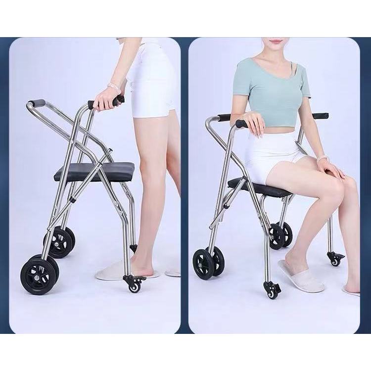 High quality foldable medical rehabilitation stainless steel rollator ...