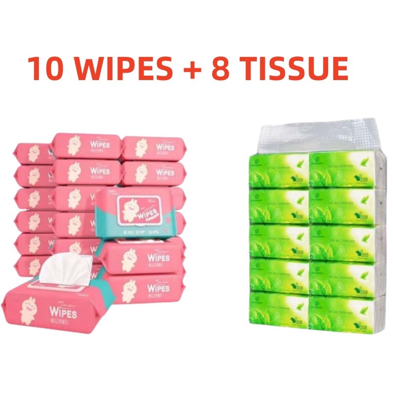 18 pcs baby wipes and tissue Combo Unscented baby wipes 10 packs 80 ...