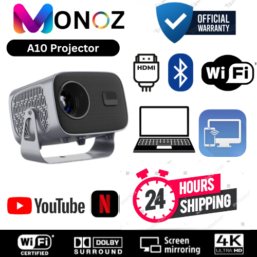 Monoz A10 Projector Android, WiFi, Bluetooth, 360° Rotating, Portable ...