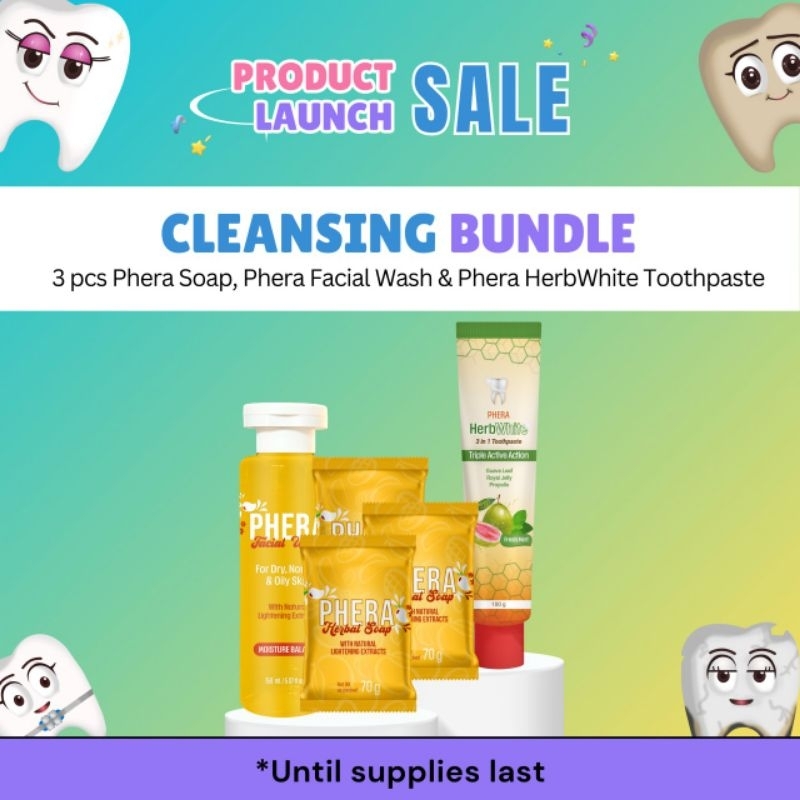 Cleansing Bundle (Phera Face Wash + 3 Phera Soap + Phera Herbwhite Whitening 3in1 Toothpaste ...