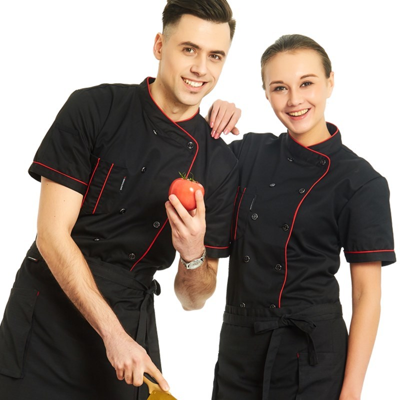 Chef Uniform Short Sleeve Men Chefs Uniform Women Catering Waiter Chef ...