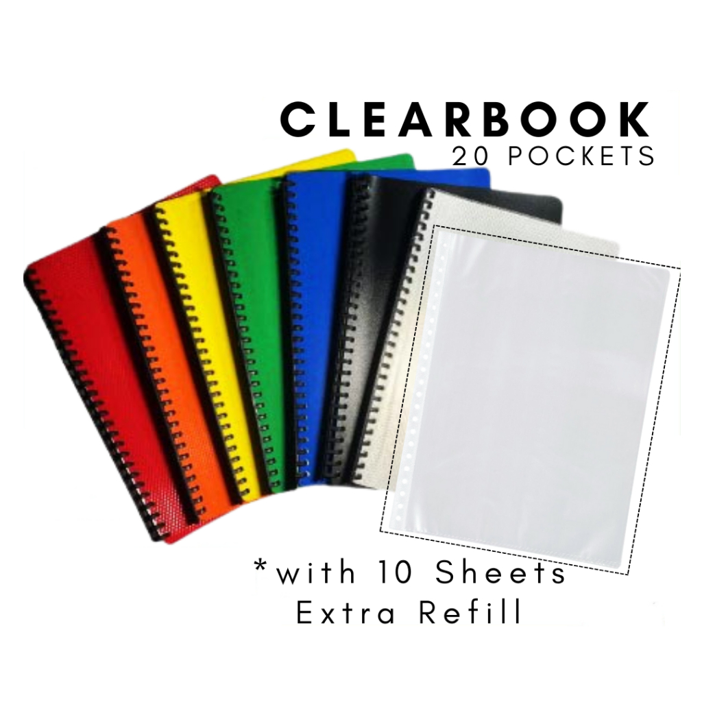 KT Plain Clear Book Refillable Size Long 20 Pockets with 10 Sheets ...