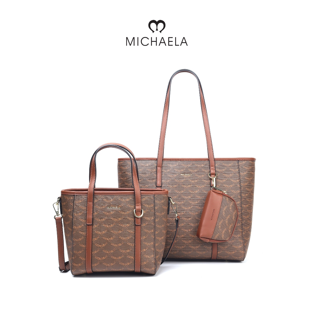 MICHAELA Lettering Tote Bag Set 3 PCS Fashion Fan-Shape Print for ...