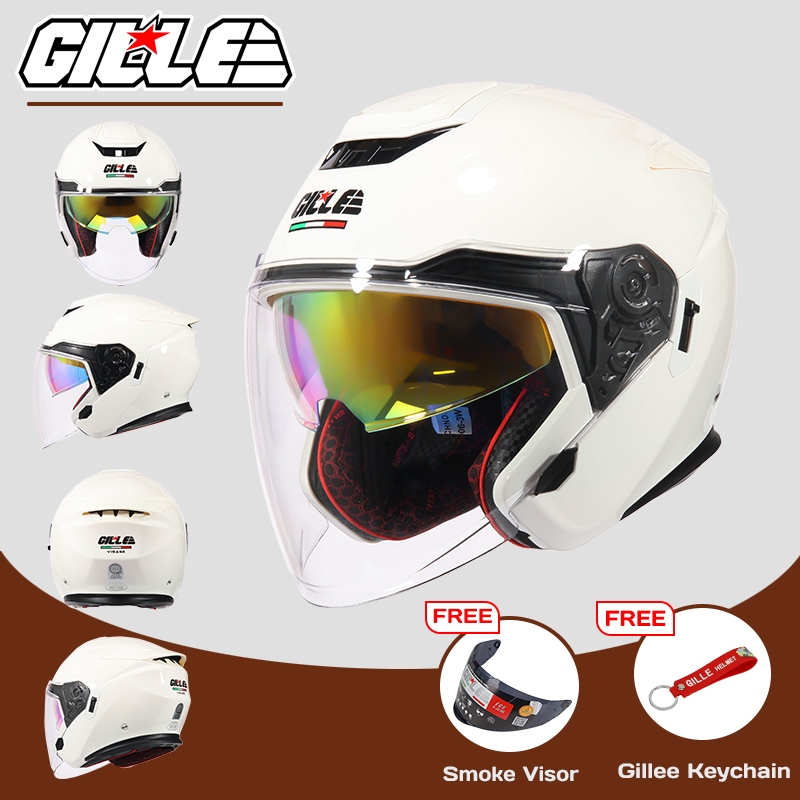 GILLE HELMETS 893 VISAGE PLAIN Half Face Gold Iridium Inner Visor ...