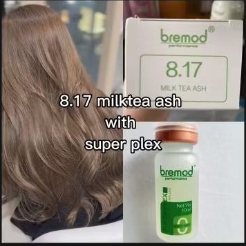 8.17 milk tea ash hair color set 100ml(white box)with super plex bremod ...