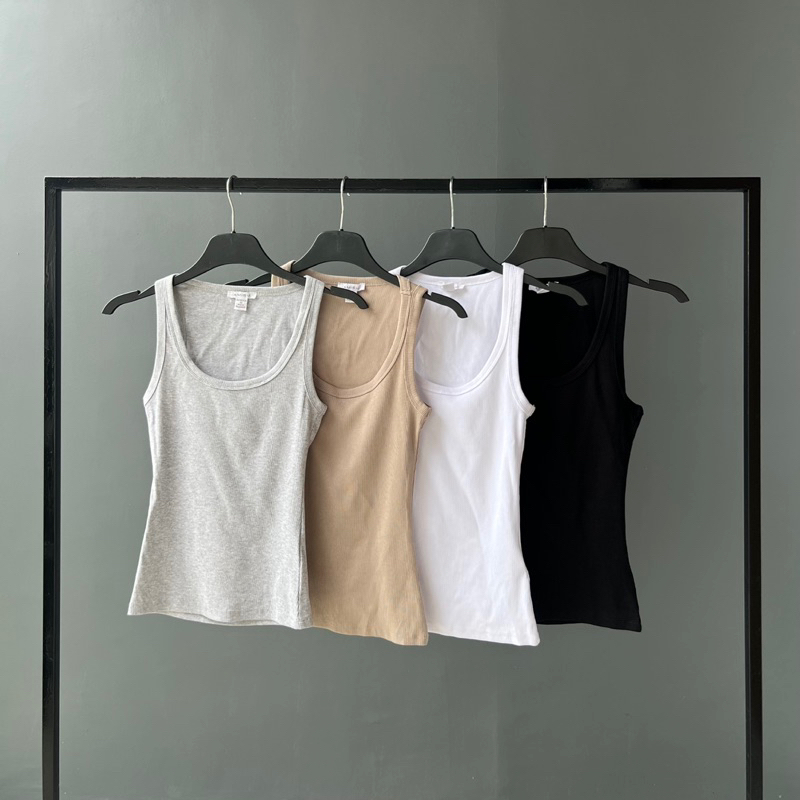 Amisu Scoopneck Ribbed Full Length Tank Top | Authentic Overruns ...