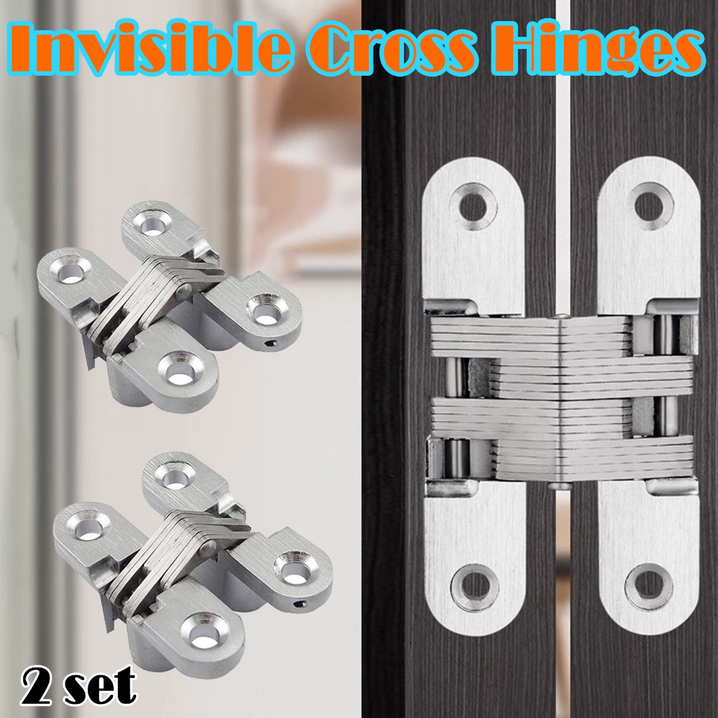 2-Pack Invisible Cross Door Worktop Hinges with Screws 180 Degree ...