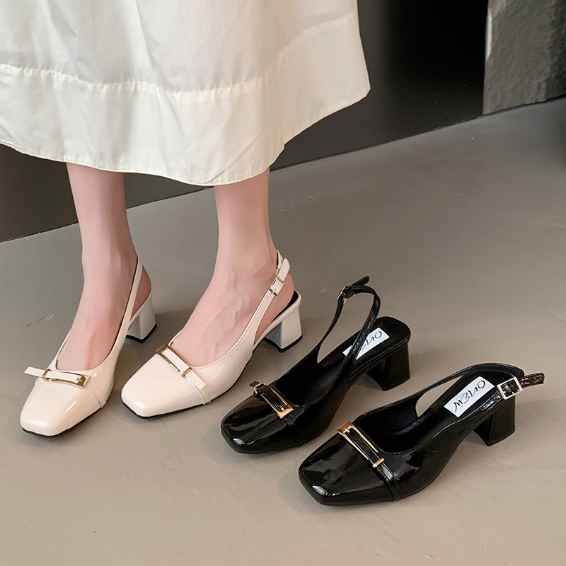 ONEW Buckle back strap mid heel pumps walking shoes sandal RED 2 INCH ...