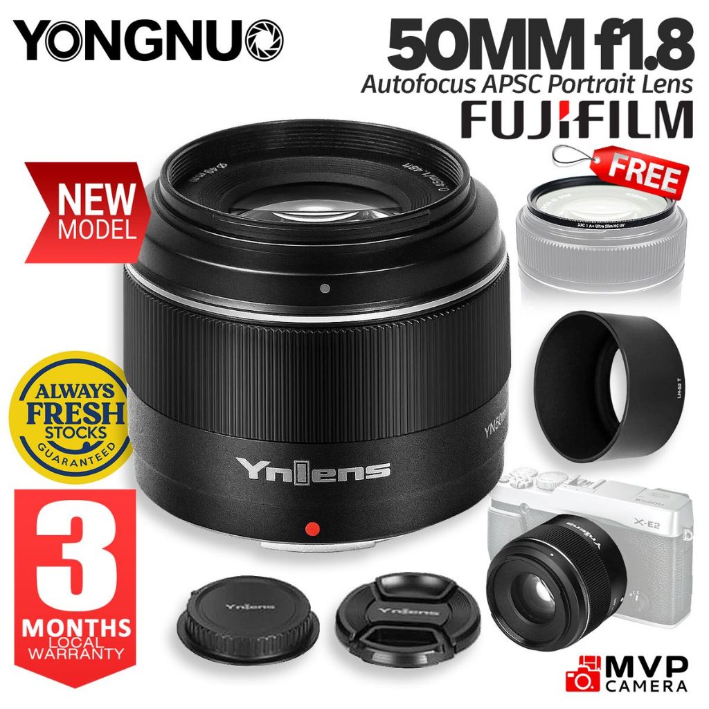 YONGNUO YN 50mm F1.8 X DA DSM Autofocus AF Portrait Prime Lens for Fuji X-Mount MVP CAMERA ...