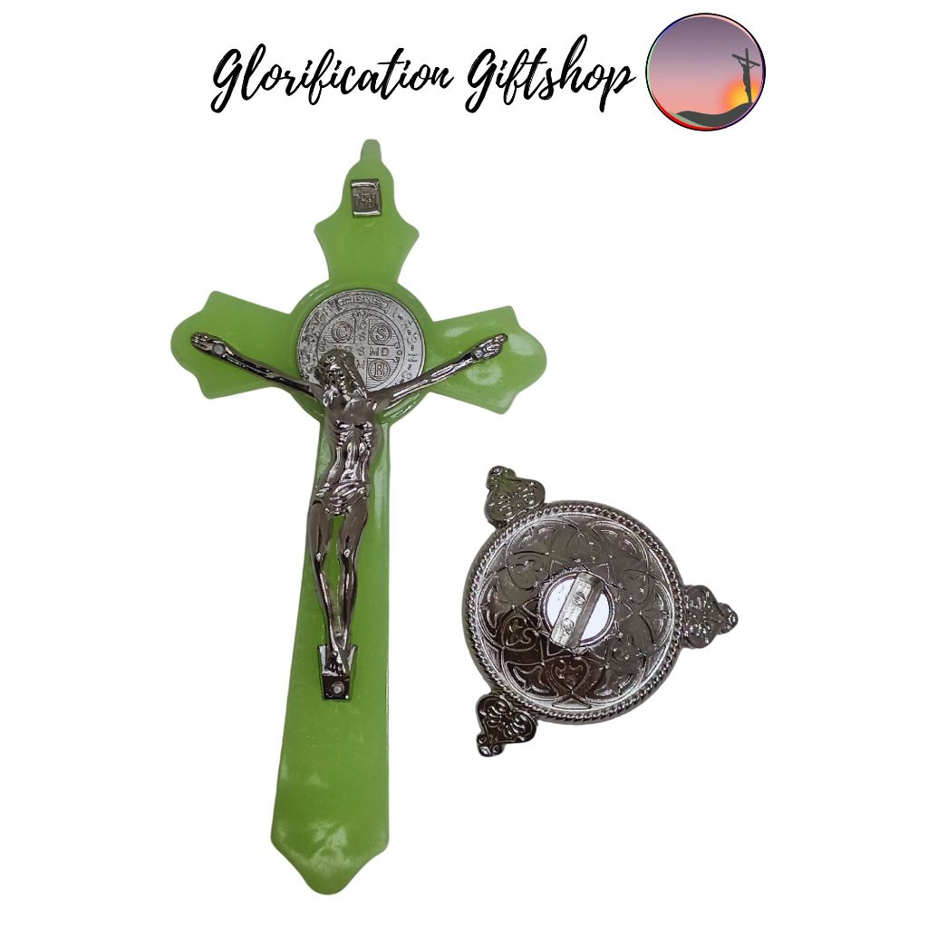 Benedictine Luminous Crucifix 8 inches detachable metal base | Shopee ...