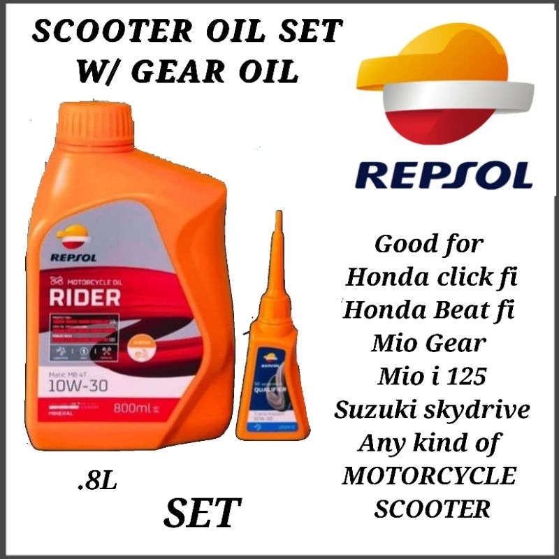 REPSOL .8L SCOOTER OIL SET W/GEAR OIL | Shopee Philippines
