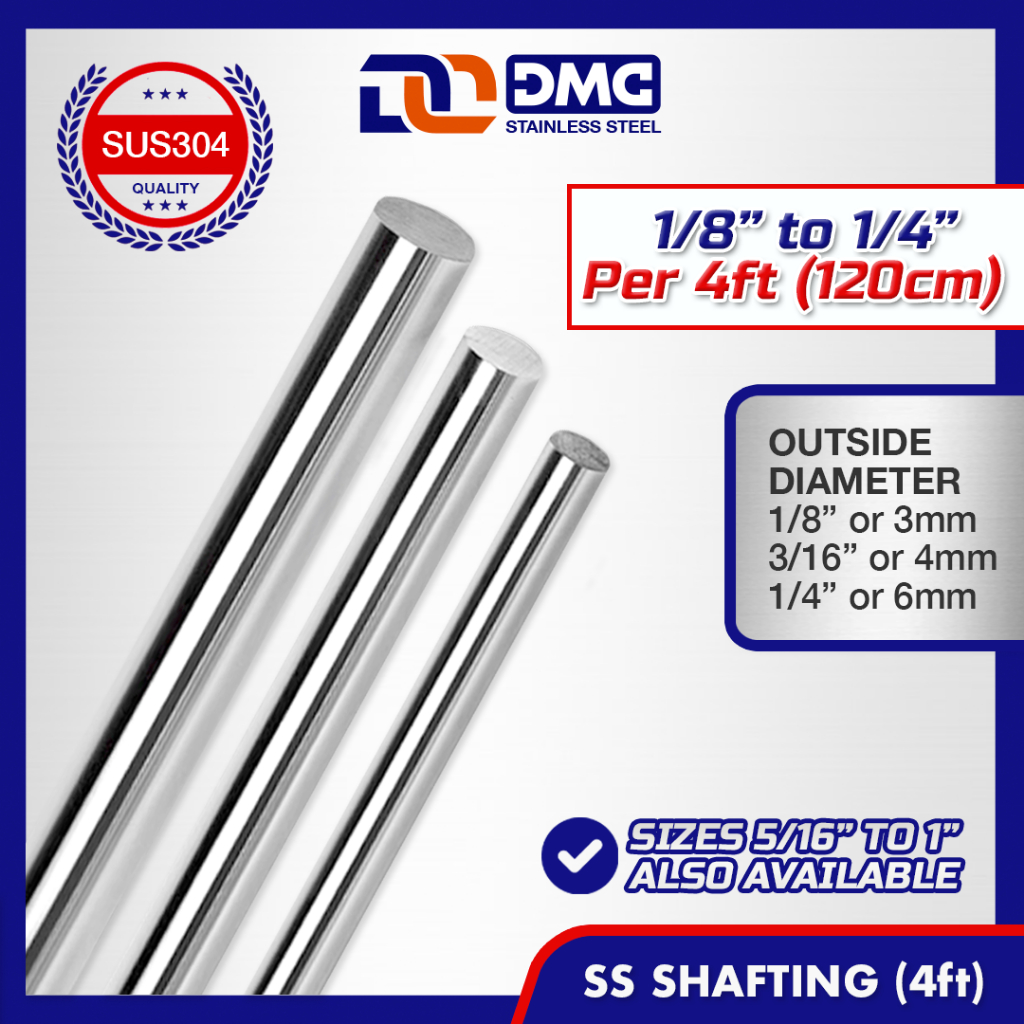 4FT (1/8" to 1/4") Stainless Shafting Stainless Solid Round Bar ...