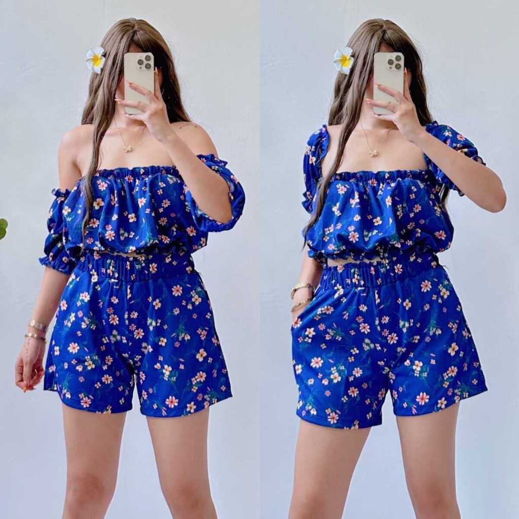 Don-fashion Women's Crepe Print Off Shoulder Top/Shorts Set | Shopee ...