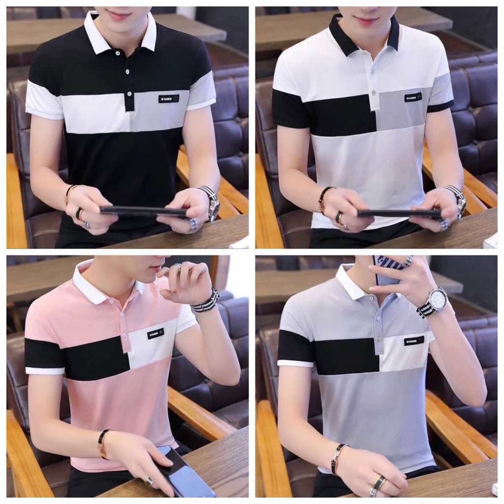 chinese collar polo shirt men's casual shirt | Shopee Philippines