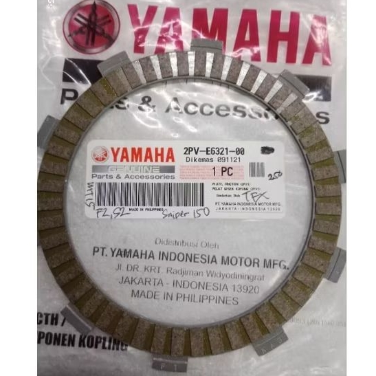 CLUTCH LINING SNIPER150/FZ/SZ/MT15/TFX YAMAHA ORIGINAL 2PV-E6321-00 ...