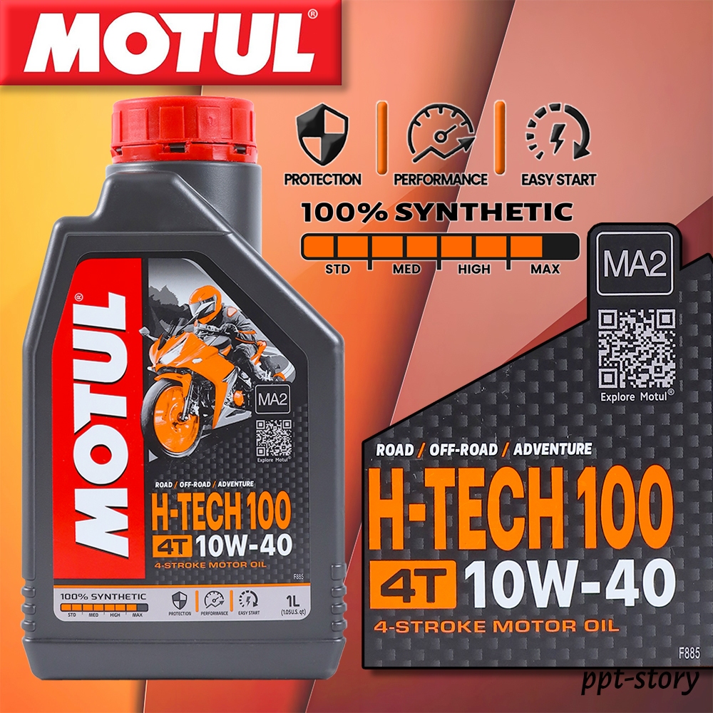 Motul H-TECH 100 Motor Oil 10W-40 Fully Synthetic MA2 1L 4-Stroke ...