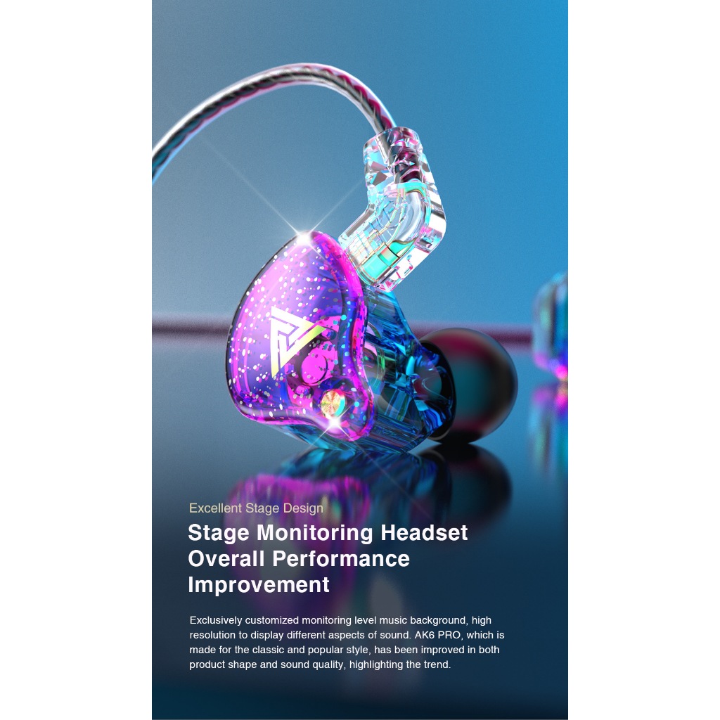 QKZ Ak6 Pro Original Genuine Wired Hi-Fi Bass Earbuds Monitor With ...