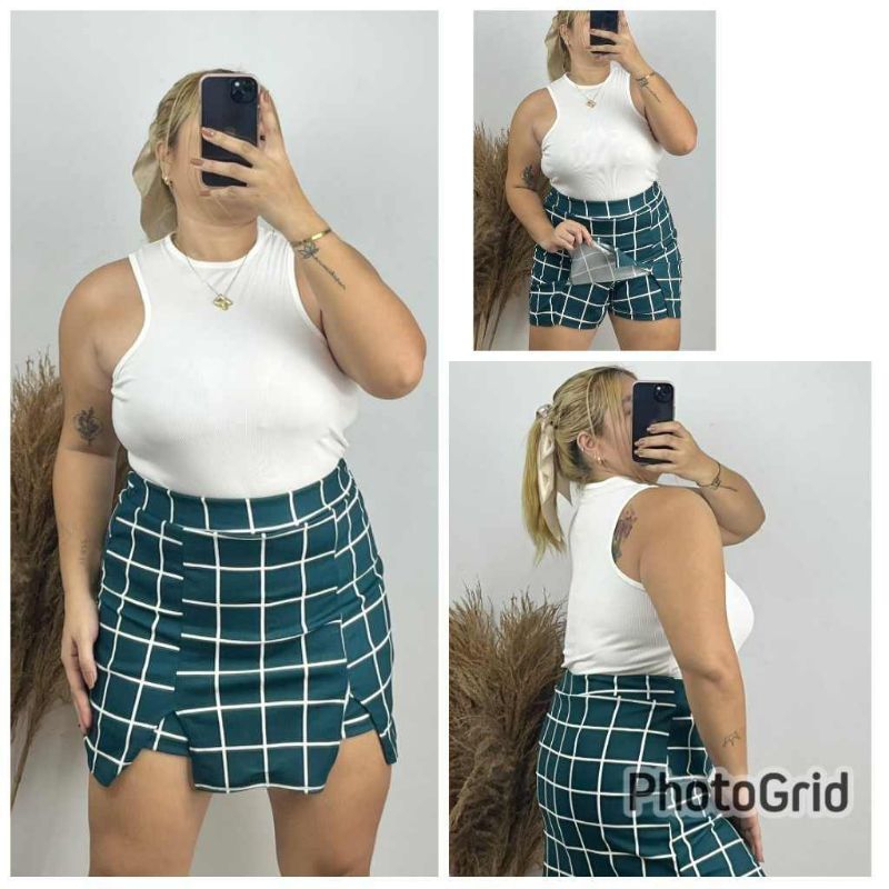 Plus size Skirt with inner short size 31 up to 40 waistline | Shopee ...