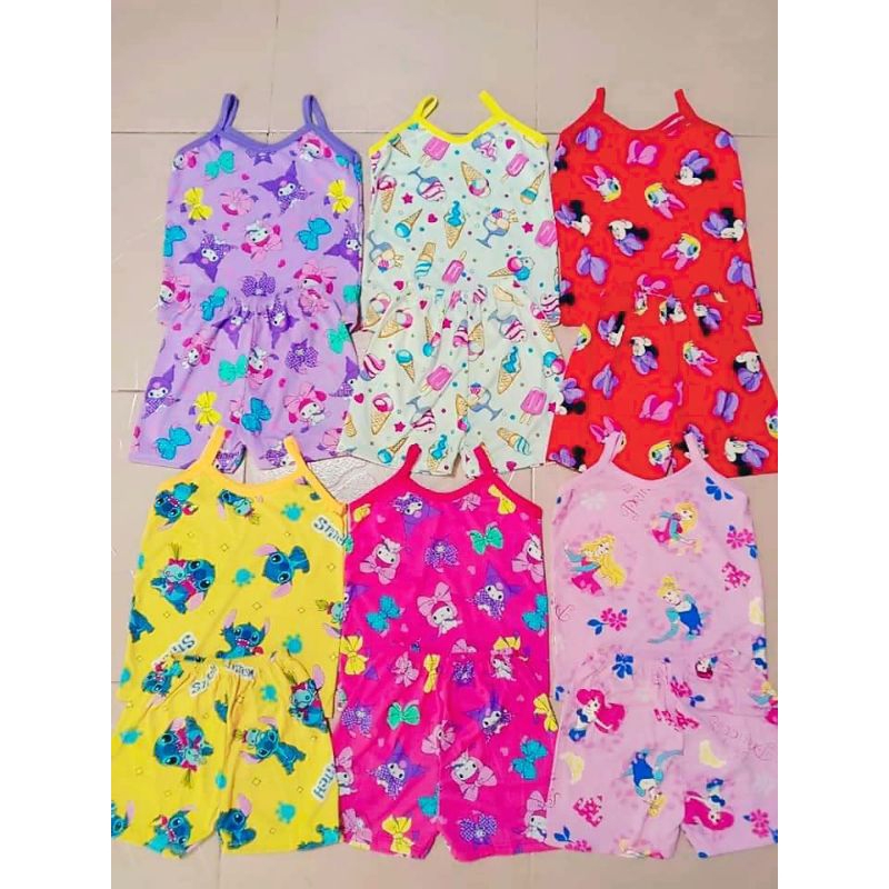 GIRLS TERNO SPAG SHORT PRINTED CARTOON CHARACTER / 5 SIZES/ RAMDOM ...