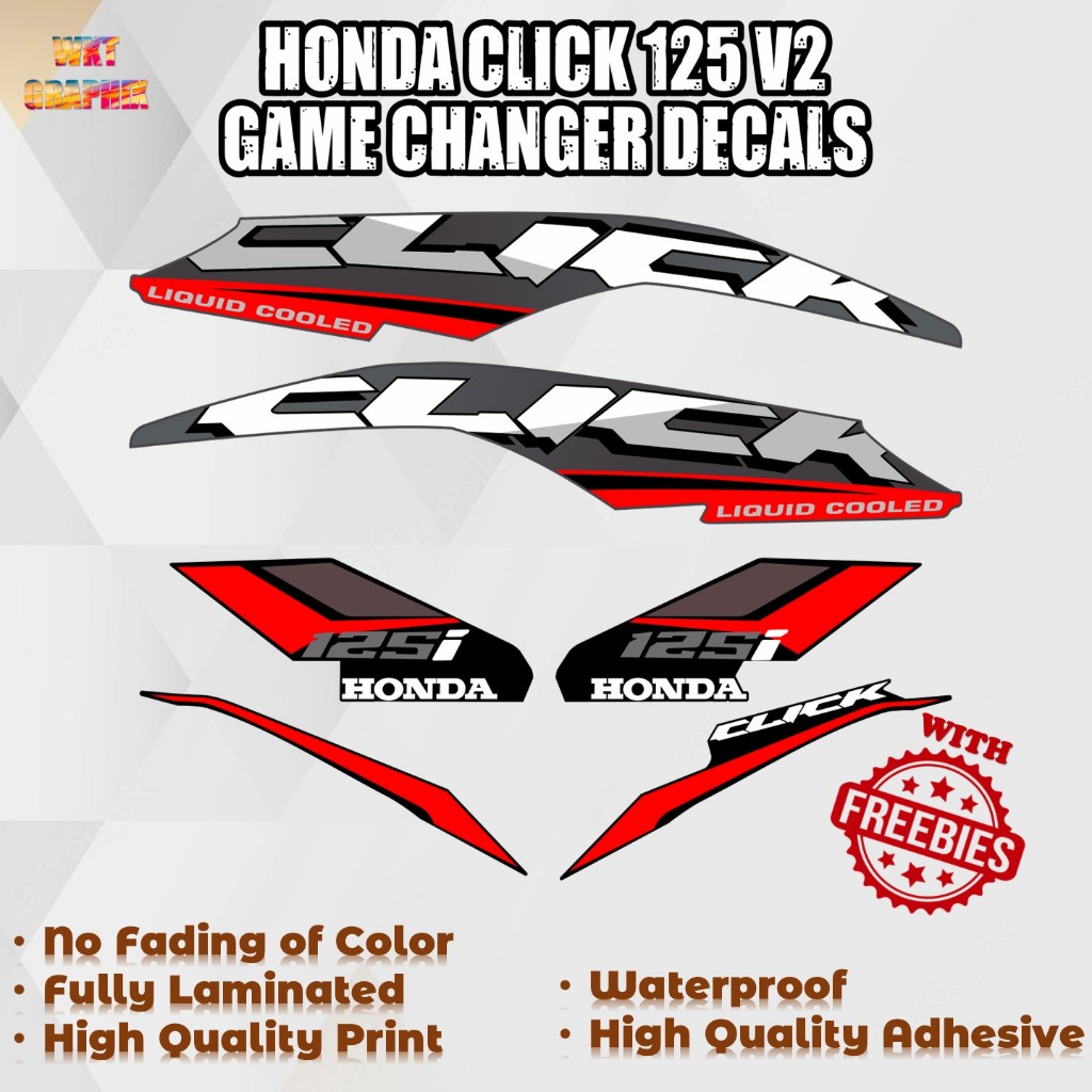 HONDA CLICK 125 V2 GAME CHANGER DECALS (WATERPROOF, LAMINATED, NO FADE ...