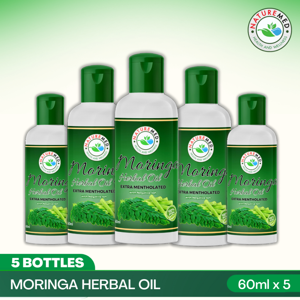 5 Bottles MORINGA HERBAL OIL | 60ml/Bottle | Sakit ng Puson, Rayuma ...