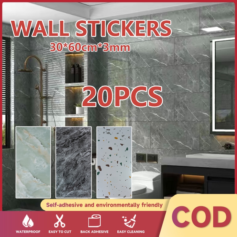 20pcs Marble Wallpaper Adhesive Waterproof Marble Wall Sticker Self ...