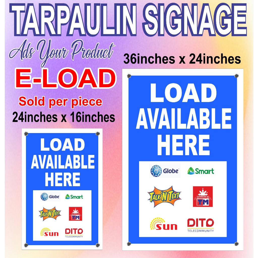 E-LOAD TARPAULIN SIGNAGE,TARP SIGNAGE FOR SARISARI STORE | Shopee ...
