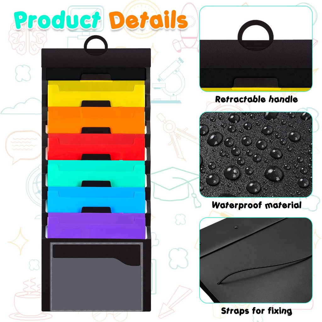 Hanging Wall File Organizer 7 Pocket Folder Organizer Paper Document ...