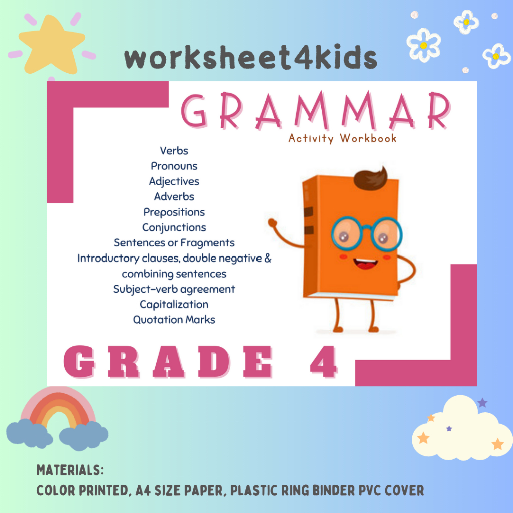 65, PAGES GRADE 4 GRAMMAR WORKBOOK WORKSHEET- 2 pages per sheet ...