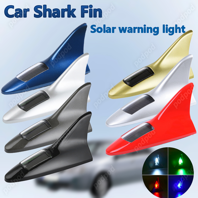 Universal Car Shark Fin Warning Light Anti-collision 8 LED By Solar ...