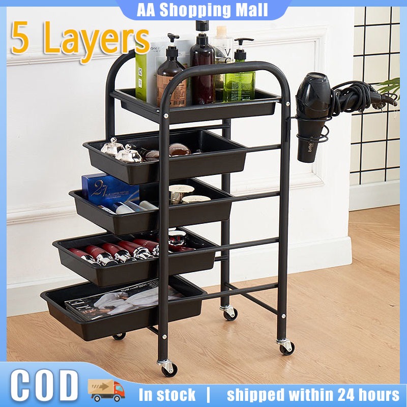 5-layer Beauty Trolley Salon Cart Organizer With Wheel Hairdressing ...