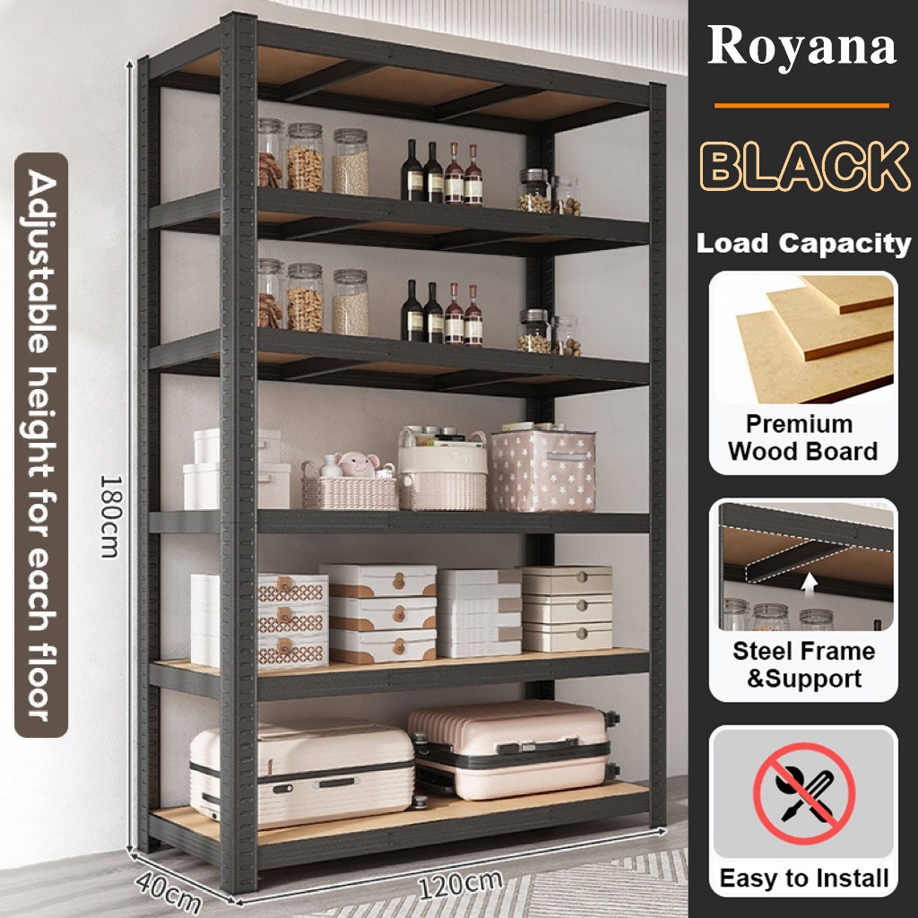 Metal Rack Boltless Steel Organizer Rack Adjustable Height 6 Layers ...
