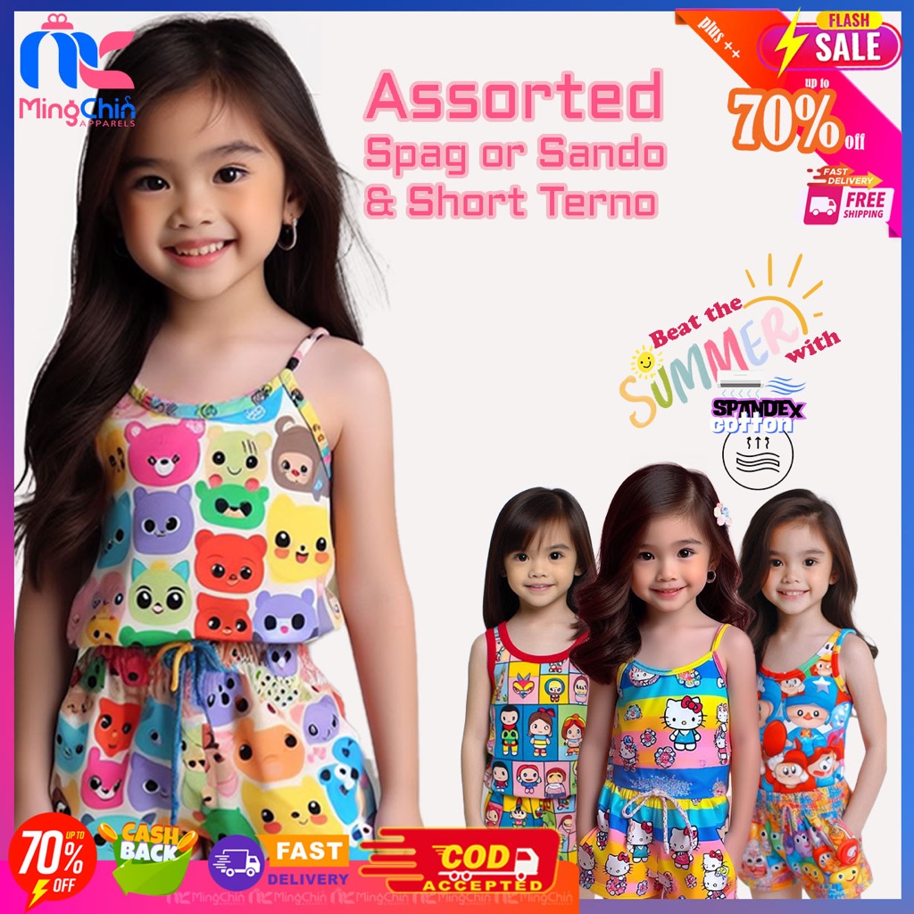 JANELA ™️ Summer TERNO for KIDS GIRLS 1-12 yrs | Spag / Sando Shorts ...