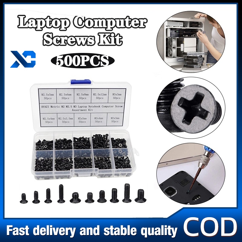 XC 500Pcs M2 M2.5 M3 Laptop Computer Screws Kit Flat Head Phillips ...