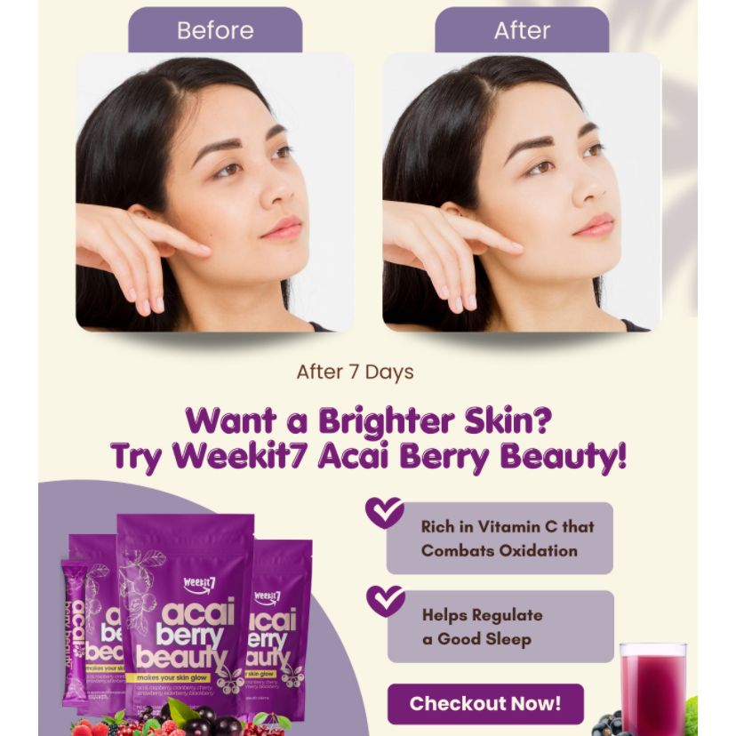 【FDA Approved】Weekit7 Acai Berry Powder Beauty Drink Glowming Dietary ...