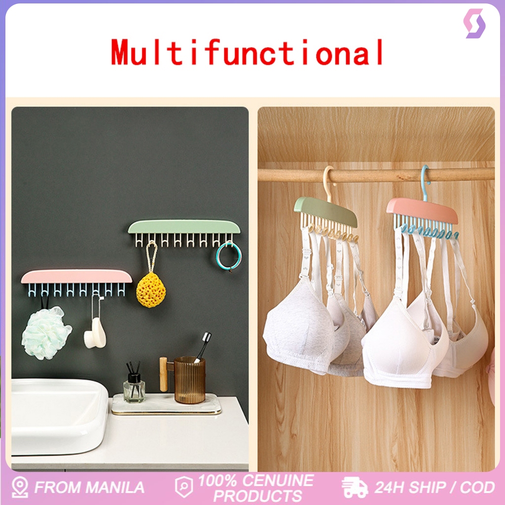 Multi-Function Hook Vest Strap Clothes Hanger Free Punching Storage Underwear Hanger Hook ...