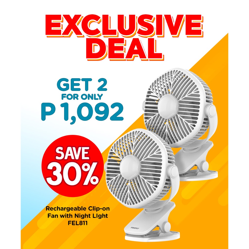 Firefly Rechargeable Clip-on Fan Bundle for only P1,092 | Shopee ...