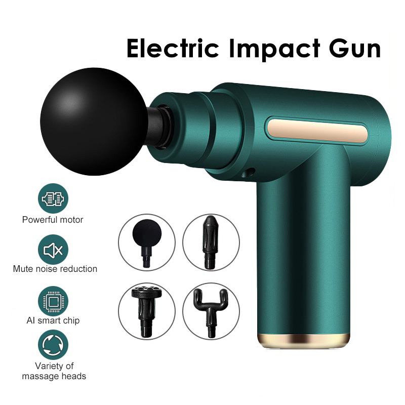 Mini Massager Gun Vibrating Quiet Electric Fascial Gun With 4 Heads for ...