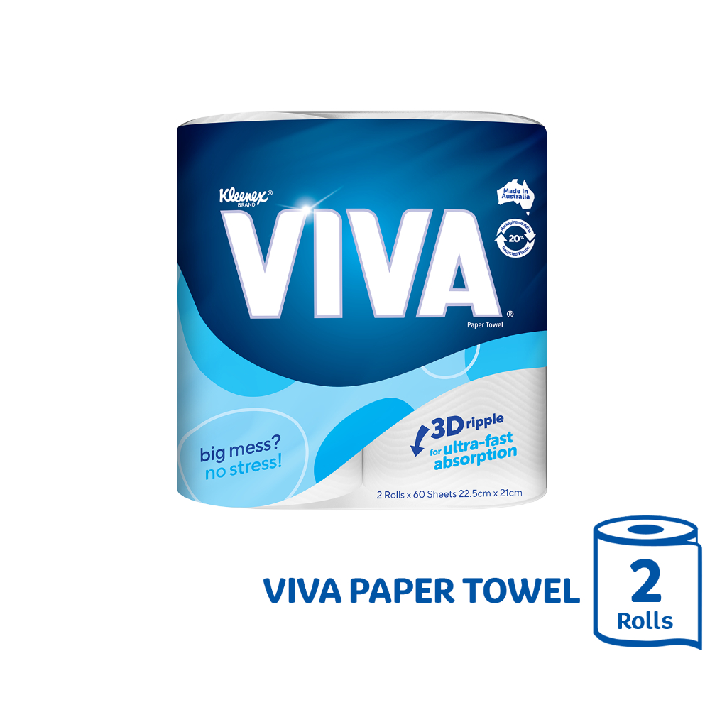 Kleenex Viva Multi-purpose Cleaning Towel 60 sheets x 2 rolls | Shopee ...