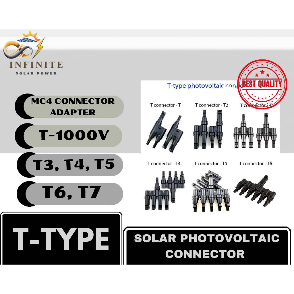 T-Type Photovoltaic MC4 Connector Adapter Male Female T Branch ...